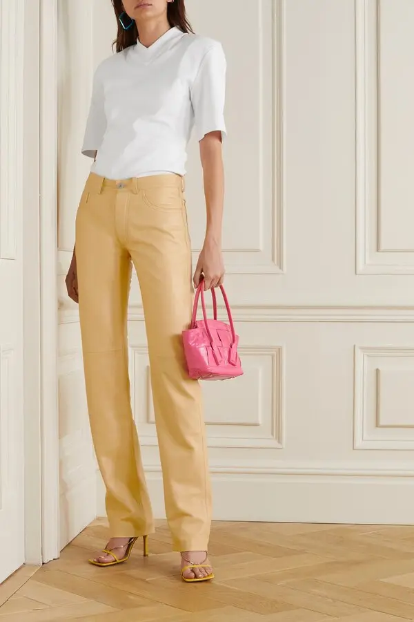 Attico Leather Straight-leg Trousers