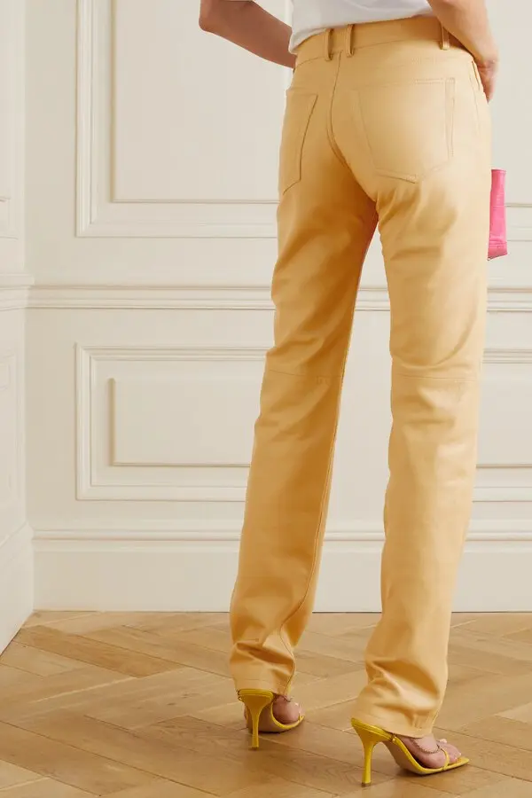 Attico Leather Straight-leg Trousers