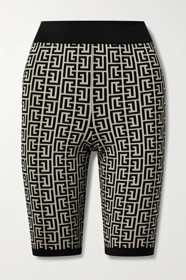 Balmain Jacquard-knit Wool-blend Bike Shorts - Black