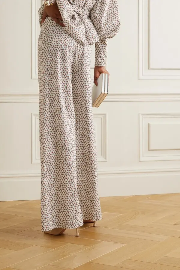 Anna Mason Beau Floral-print Cotton Wide-leg Pants