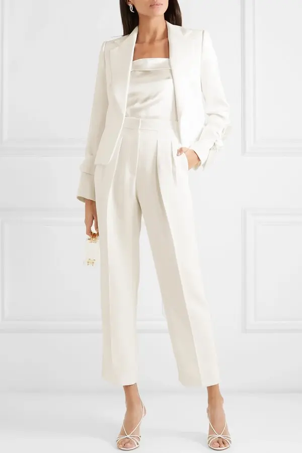 ROKSANDA Pleated Cady Straight-leg Trousers