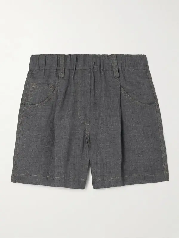 Brunello Cucinelli Pleated Linen Shorts - Gray