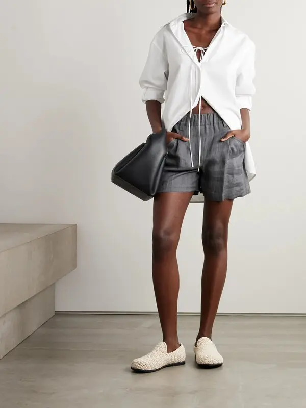 Brunello Cucinelli Pleated Linen Shorts - Gray