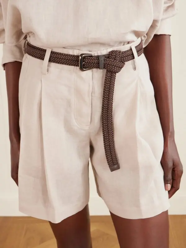 Brunello Cucinelli Pleated Linen Shorts