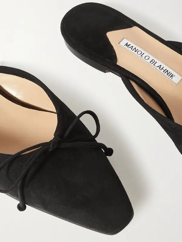 Manolo Blahnik Ballerimu Suede Mules - Black