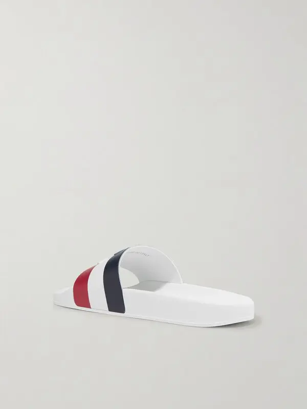 Moncler Striped Rubber Slides - White