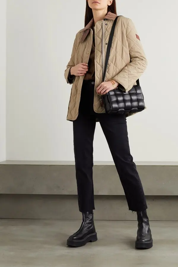 Burberry Corduroy And Leather-trimmed Quilted Shell Jacket - Neutrals