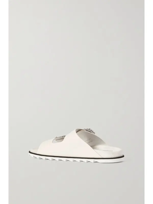 ROGER VIVIER Slidy Viv Leather Slides - Neutrals