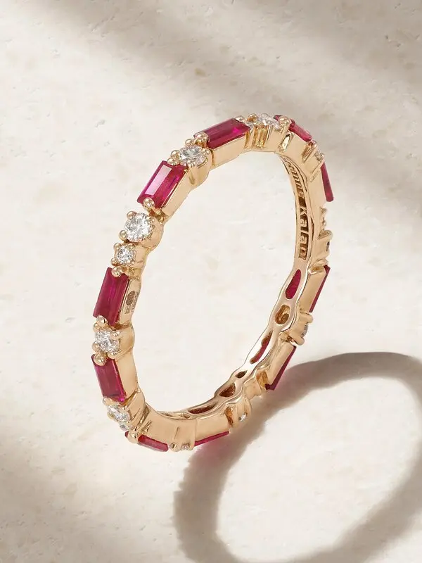 SUZANNE KALAN 18-karat Ruby And Diamond Fine Ring - Rose Gold