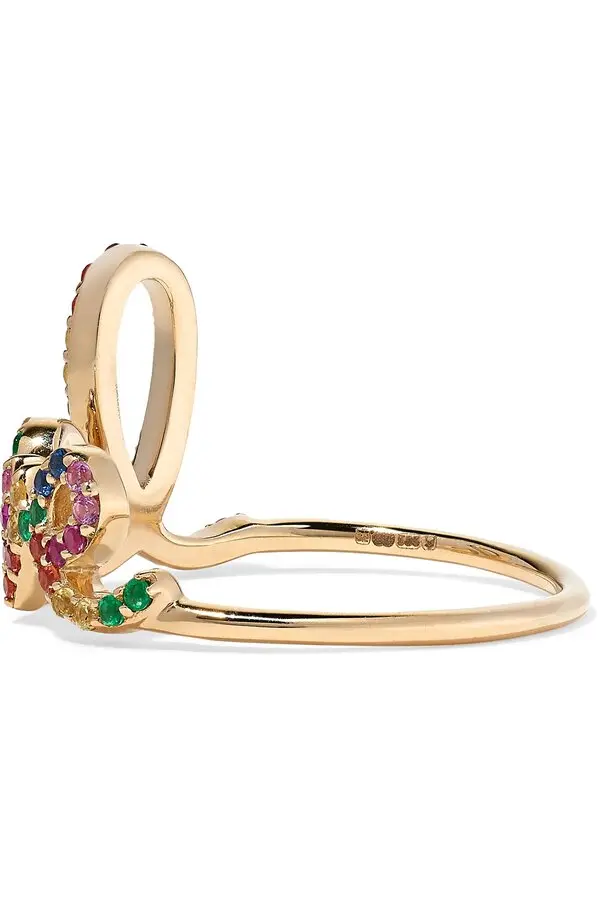 SYDNEY EVAN Large Love 14-karat Multi-stone Ring - Gold