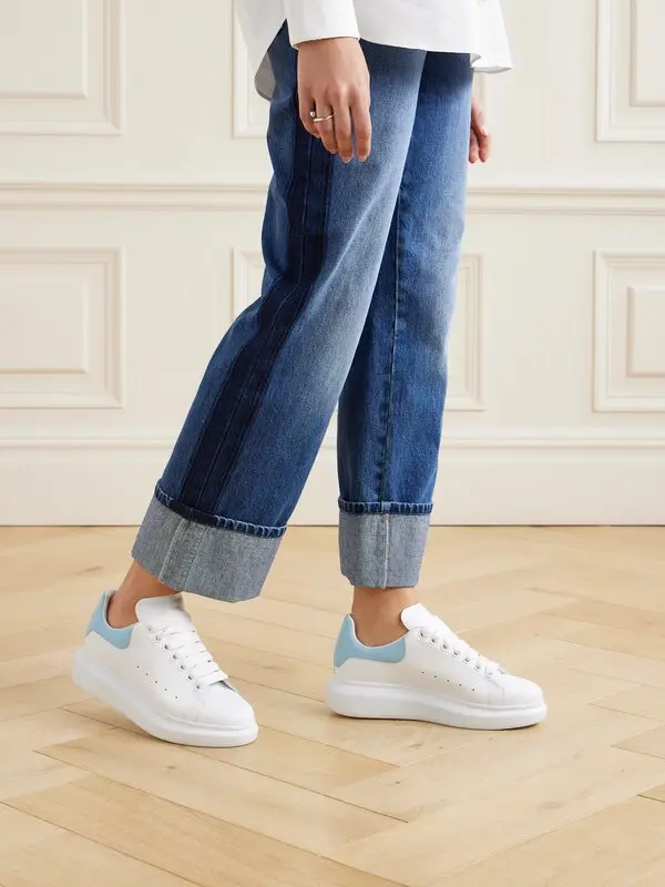 Alexander McQueen Leather Exaggerated-sole Sneakers - White