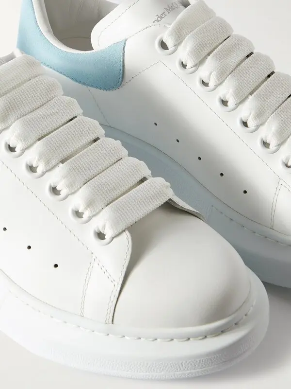 Alexander McQueen Leather Exaggerated-sole Sneakers - White