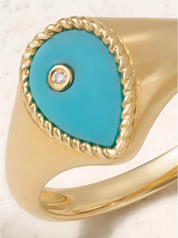 Yvonne Léon 9-karat Turquoise And Diamond Signet Ring