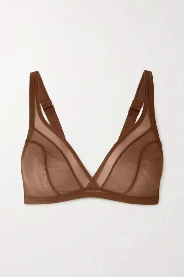 NUBIAN SKIN Stretch-tulle Soft Cup Bra - Brown