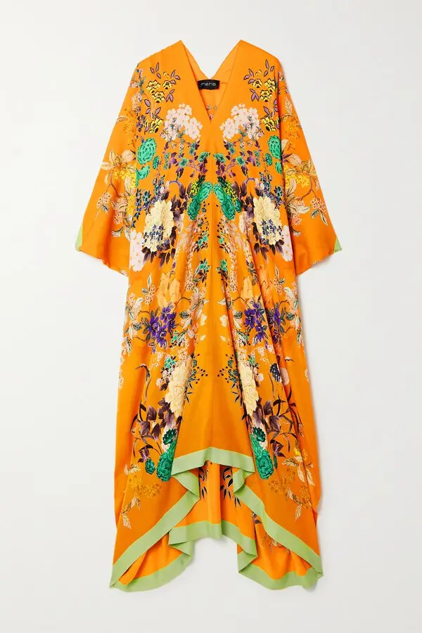MENG Floral-print Silk-georgette Kaftan