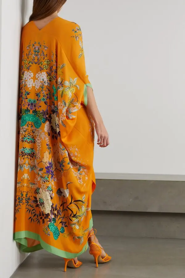 MENG Floral-print Silk-georgette Kaftan