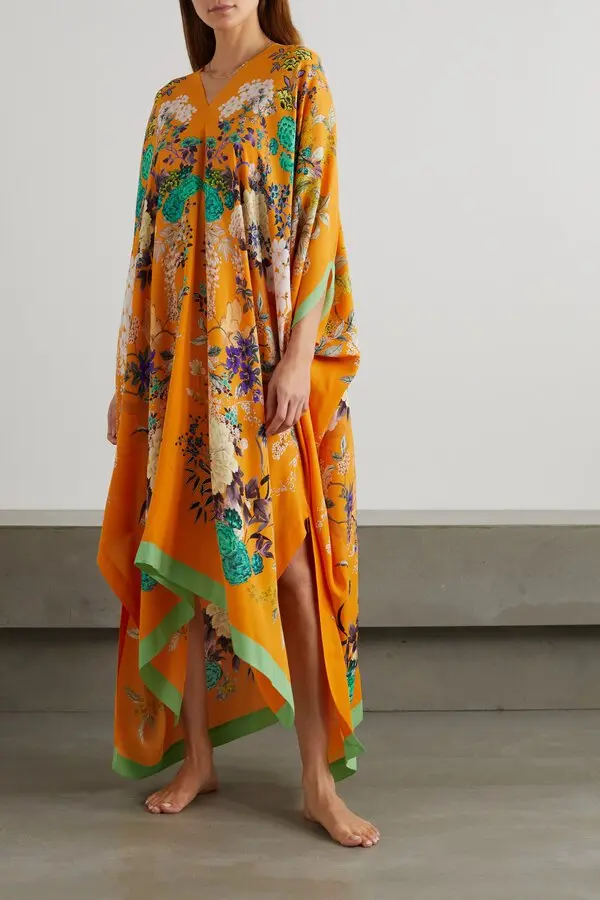 MENG Floral-print Silk-georgette Kaftan