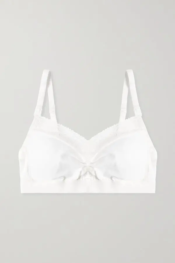SIX Rosa Leavers Lace-trimmed Stretch-jersey Soft-cup Nursing Bra