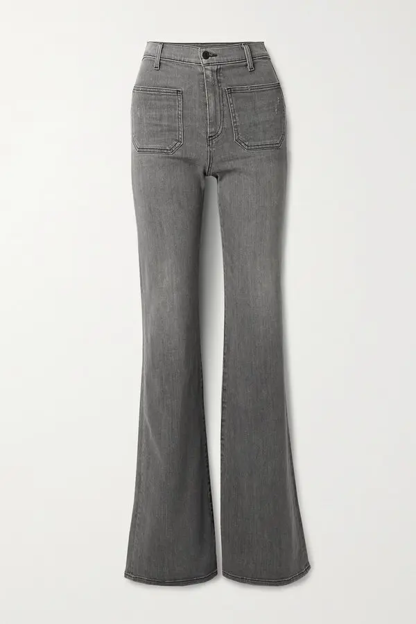 NILI LOTAN Florence Distressed High-rise Flared Jeans