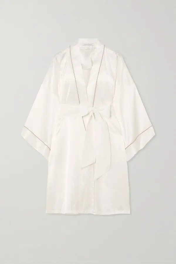 Olivia Von Halle Mimi Silk-satin Robe - Ivory