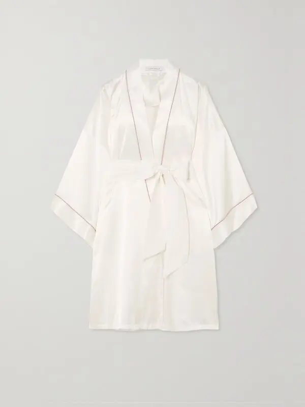 Olivia Von Halle Mimi Silk-satin Robe - Neutrals