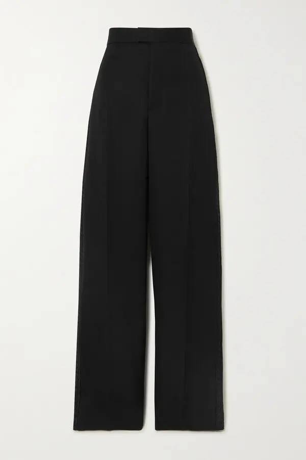 Bottega Veneta Intrecciato Grain De Poudre Wool Wide-leg Pants
