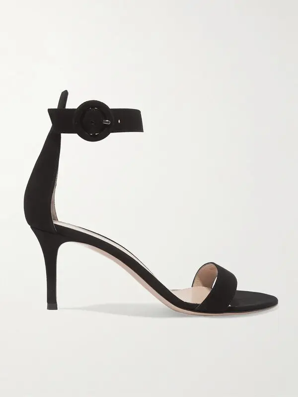GIANVITO ROSSI Portofino 70 Suede Sandals - Black