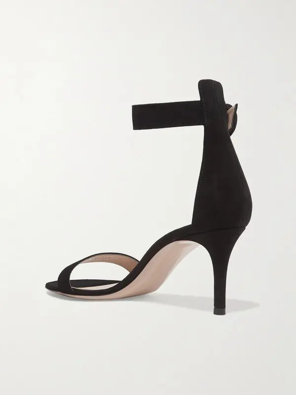 GIANVITO ROSSI Portofino 70 Suede Sandals - Black
