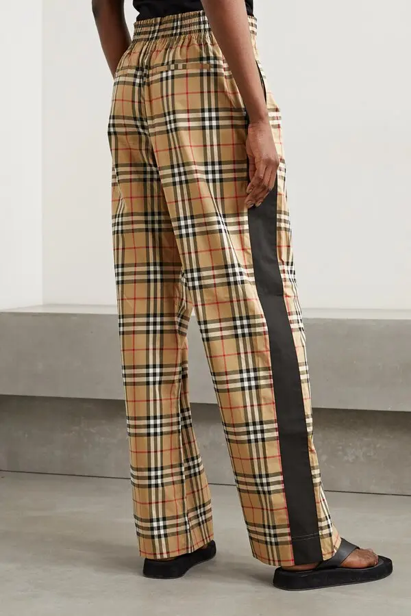 Burberry Striped Checked Cotton-blend Wide-leg Pants