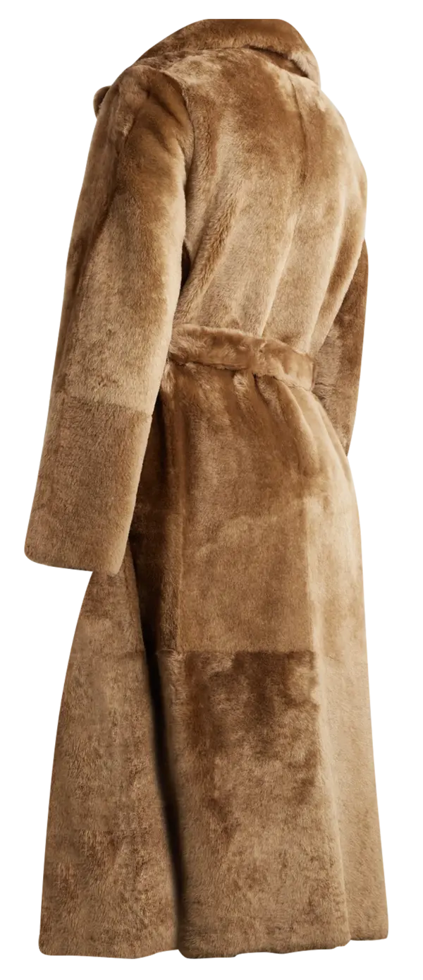 YVES SALOMON Shearling Longline Coat - Brown