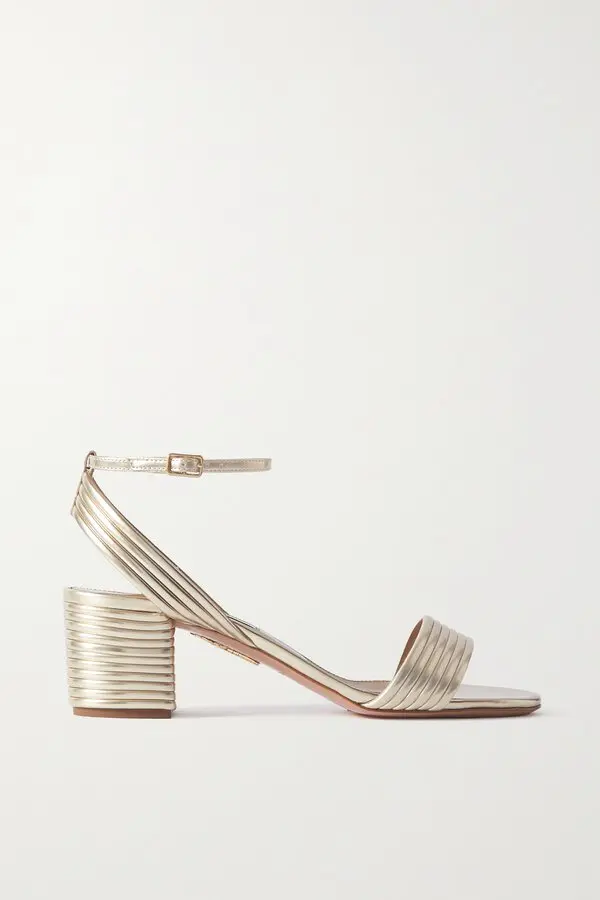 AQUAZZURA Sundance 50 Metallic Sandals - Gold