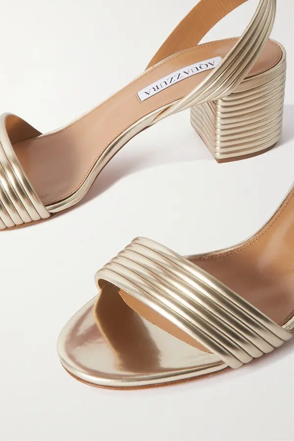 AQUAZZURA Sundance 50 Metallic Sandals - Gold