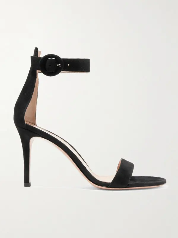 GIANVITO ROSSI Portofino 85 Suede Sandals - Black