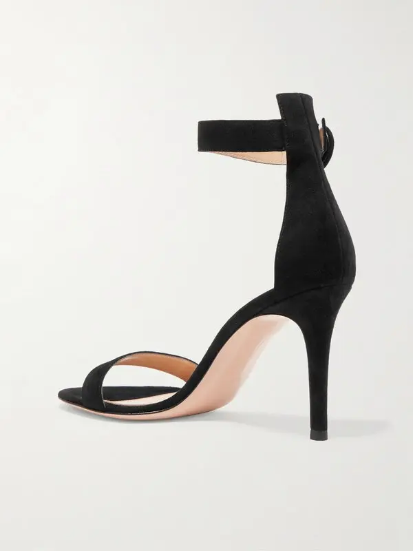 GIANVITO ROSSI Portofino 85 Suede Sandals - Black