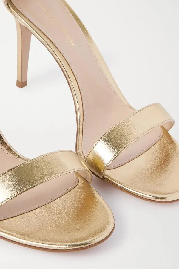 GIANVITO ROSSI Portofino 85 Metallic Leather Sandals - Gold