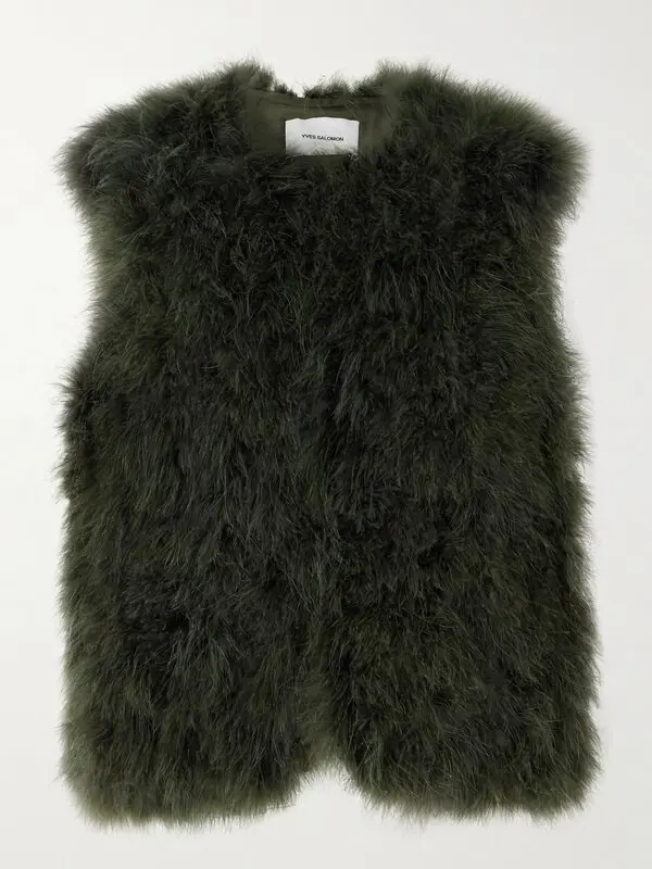 YVES SALOMON Feather Vest - Green
