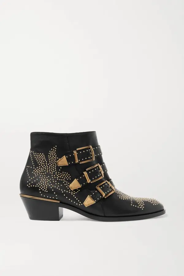 Chloé Susanna Studded Leather Ankle Boots - Black