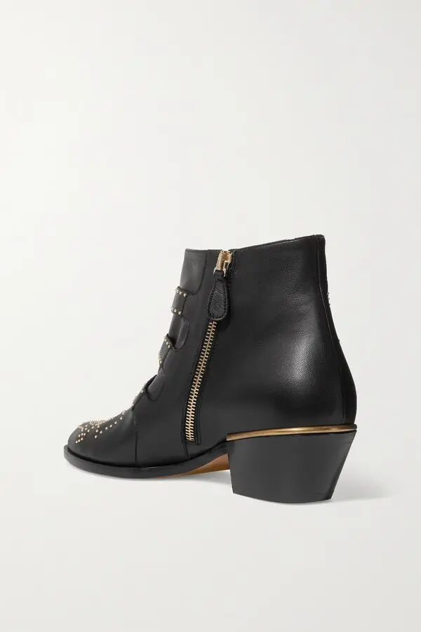 Chloé Susanna Studded Leather Ankle Boots - Black