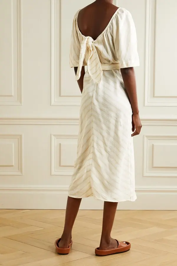 mara hoffman striped linen dress Mara Hoffman Colleen Striped Organic Cotton-Poplin Maxi Shirt Dress In Blue  - 40% Off