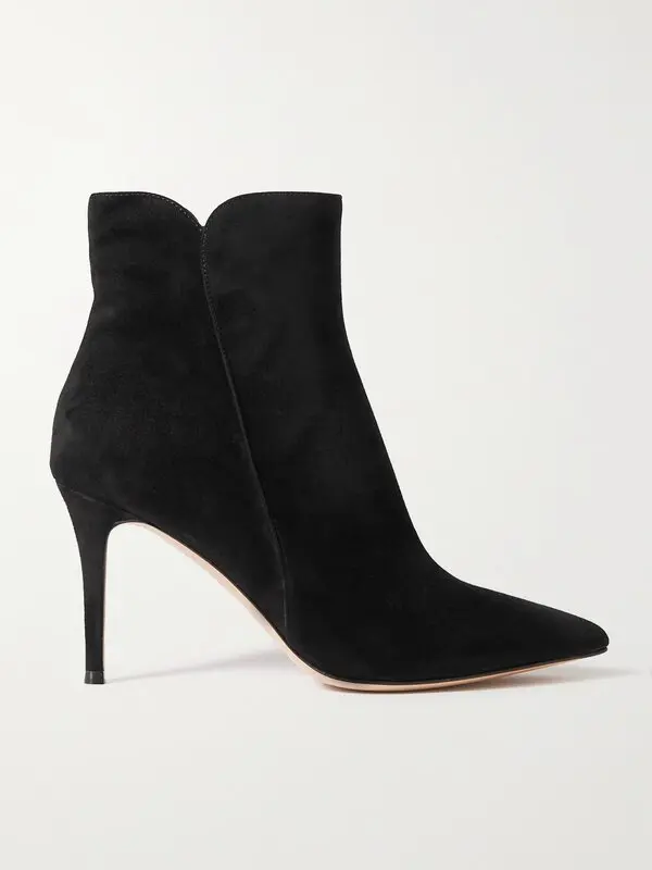 GIANVITO ROSSI Levy 85 Suede Ankle Boots - Black