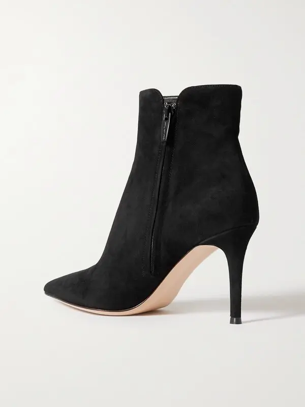 GIANVITO ROSSI Levy 85 Suede Ankle Boots - Black