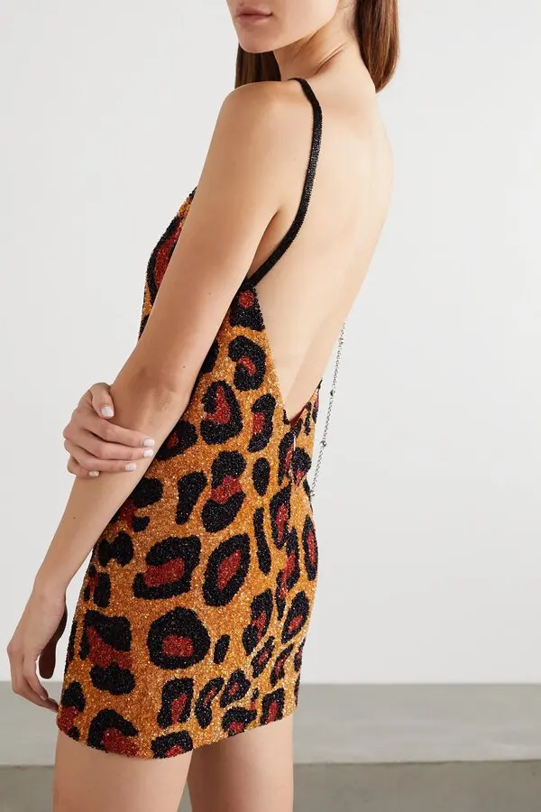 Ashish Open-Back Sequined Chiffon Mini Dress In Animal Print - 50% Off |  Editorialist