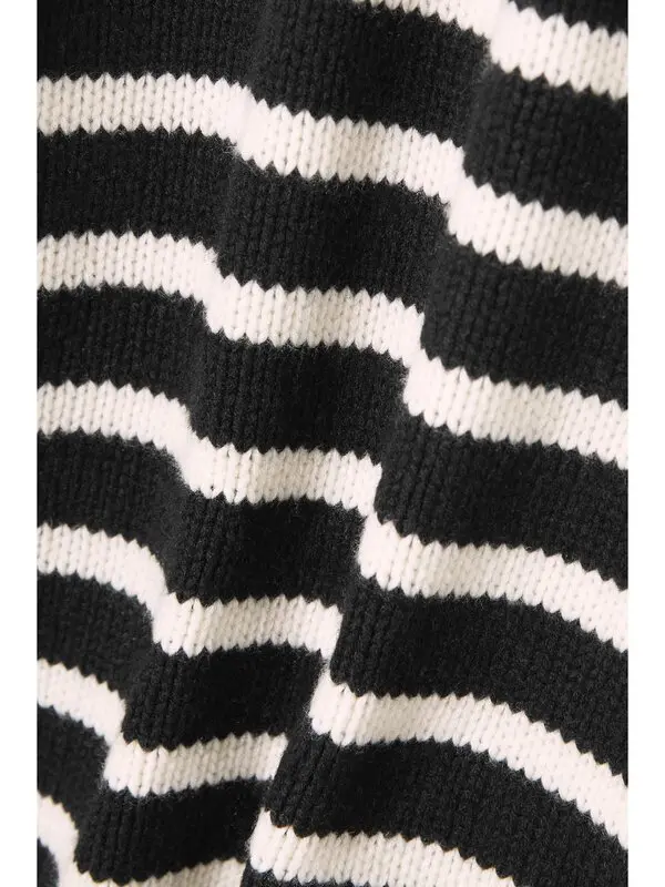 LA LIGNE Marin Striped Wool And Cashmere-blend Sweater - Black