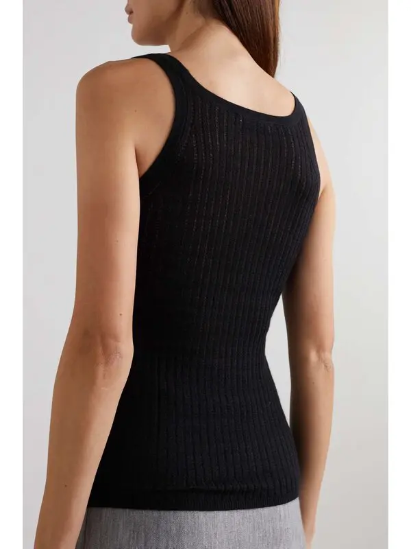 Gabriela Hearst Nevin Pointelle-knit Tank - Black