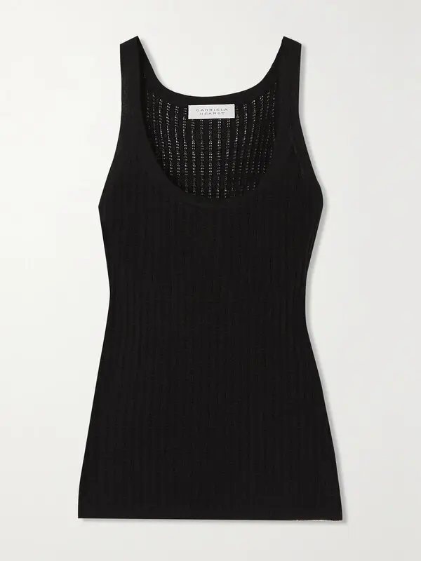 Gabriela Hearst Nevin Pointelle-knit Tank - Black