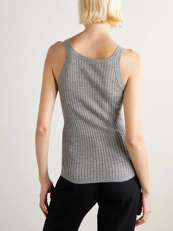 Gabriela Hearst Nevin Pointelle-knit Tank - Gray