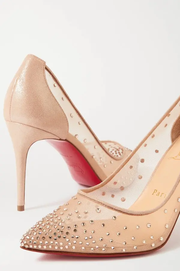 CHRISTIAN LOUBOUTIN Follies 85 Crystal-embellished Pumps