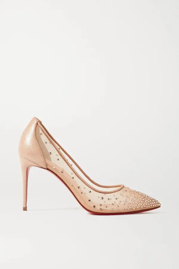 CHRISTIAN LOUBOUTIN Follies 85 Crystal-embellished Pumps