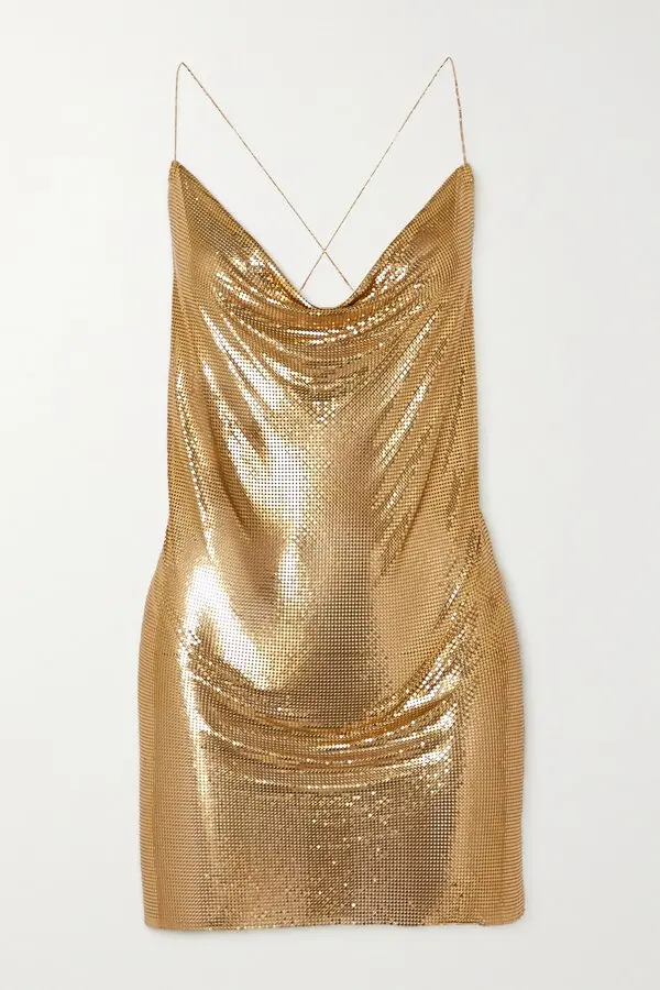 fannie schiavoni gold dress FANNIE SCHIAVONI Iza Mesh Dress in 18k Gold