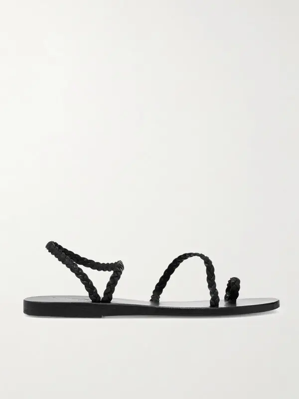 ANCIENT GREEK SANDALS Eleftheria Braided Leather Sandals - Black